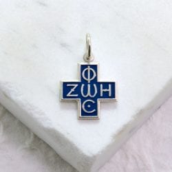 Phos Zoe Cross (Silver, Enamel) - Gallery Byzantium