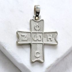 Ancient Phos Zoe Cross (Silver) (Large) - Gallery Byzantium