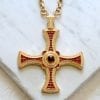 St. Cuthbert Pectoral Cross (Gold Plate, Garnet) - Gallery Byzantium
