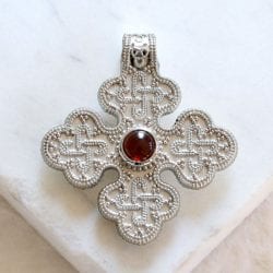 Birka Cross (Sterling Silver) (Garnet) - Gallery Byzantium