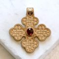 Gold Birka Cross set with Garnet - Gallery Byzantium