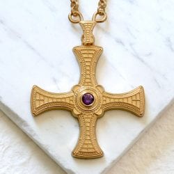 St. Cuthbert Pectoral Cross (Gold Plate, Amethyst) - Gallery Byzantium